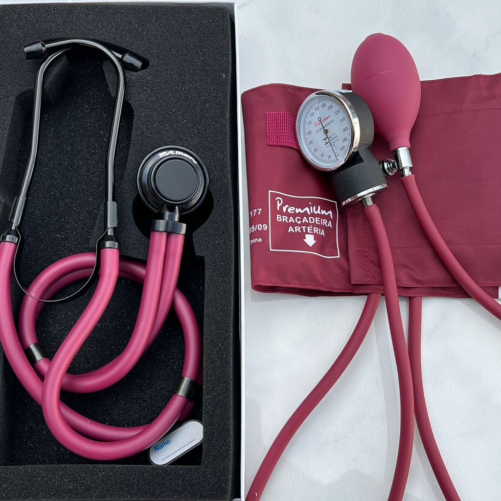 Kit Enfermagem Acadêmico Vinho Black Esteto Rappaport Esfigmo Com Bolsa ...