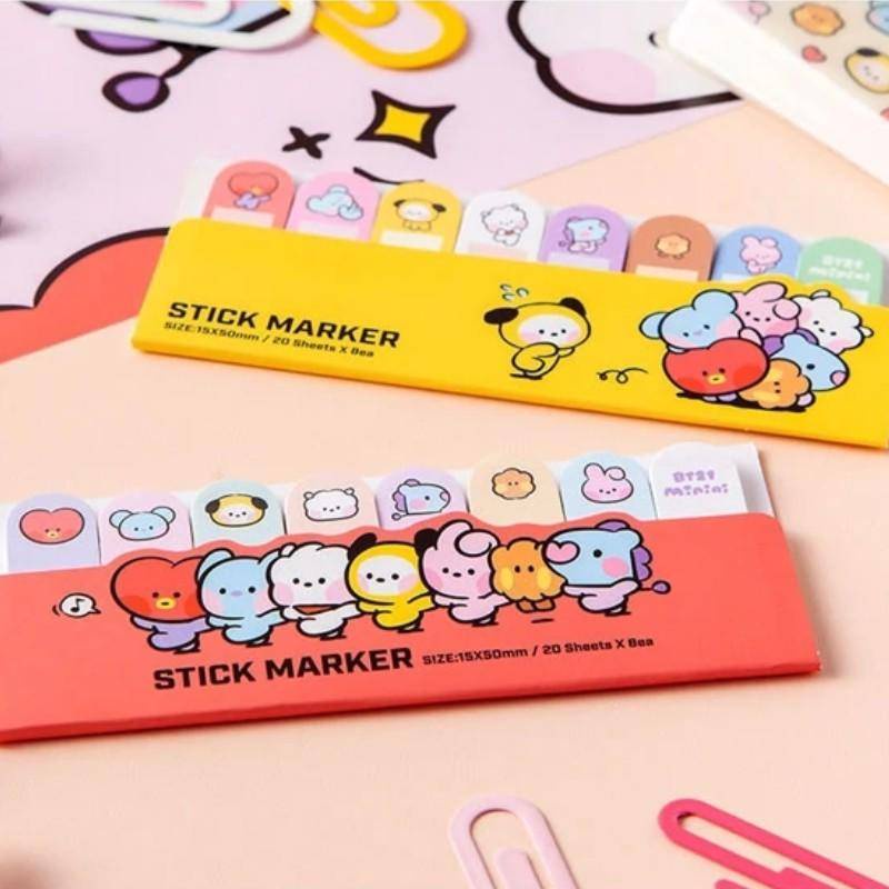 20folhas/Pacote KPOP BTS BT21 Memo Pad Notas Adesivas Almofada ...