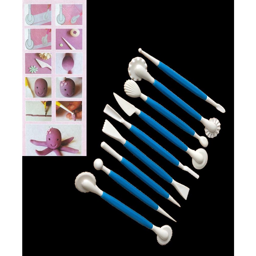 Jogo Kit Estecas para Biscuit 9 Pecas Modelagem Pasta Americana ...