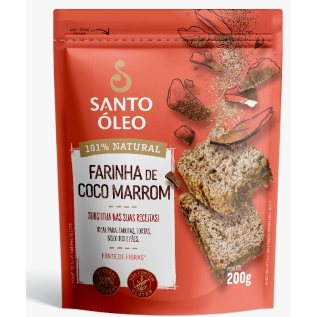 Farinha de coco marrom 200 g Santo Óleo | Shopee Brasil