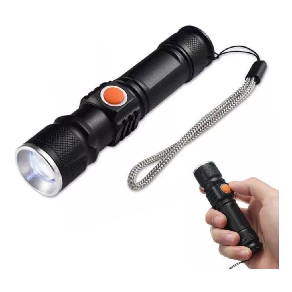 Lanterna Tática Led Recarregável Usb Zoom Forte Potente | Shopee Brasil
