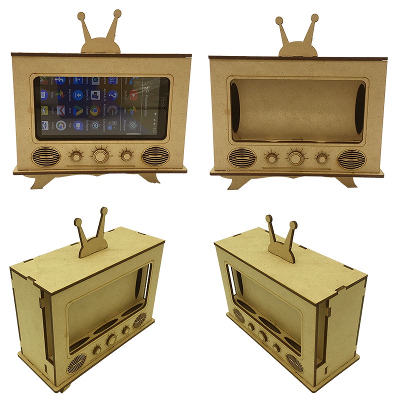Tv Televisão Retro Porta Celular Mdf Cru | Shopee Brasil