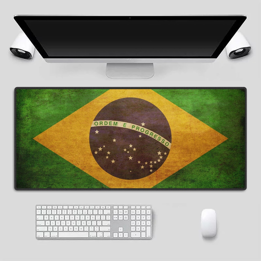 Mouse Pad Grande 90x40 Couro Gamer Desk Pad Bandeira Brasil | Shopee Brasil