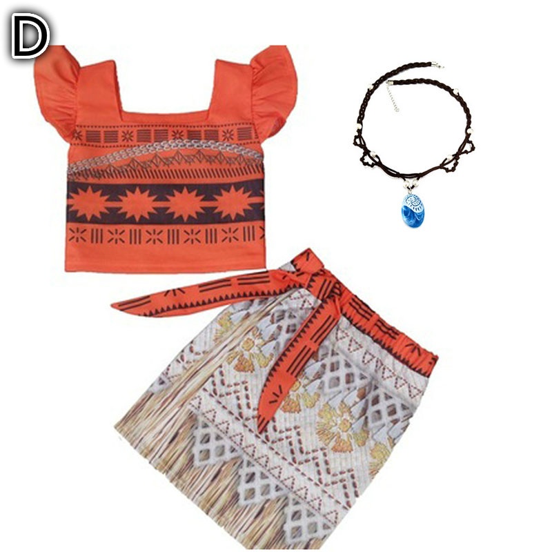 Halloween Fantasia Moana Cosplay Menina Verão Princesa Chique Roupas ...