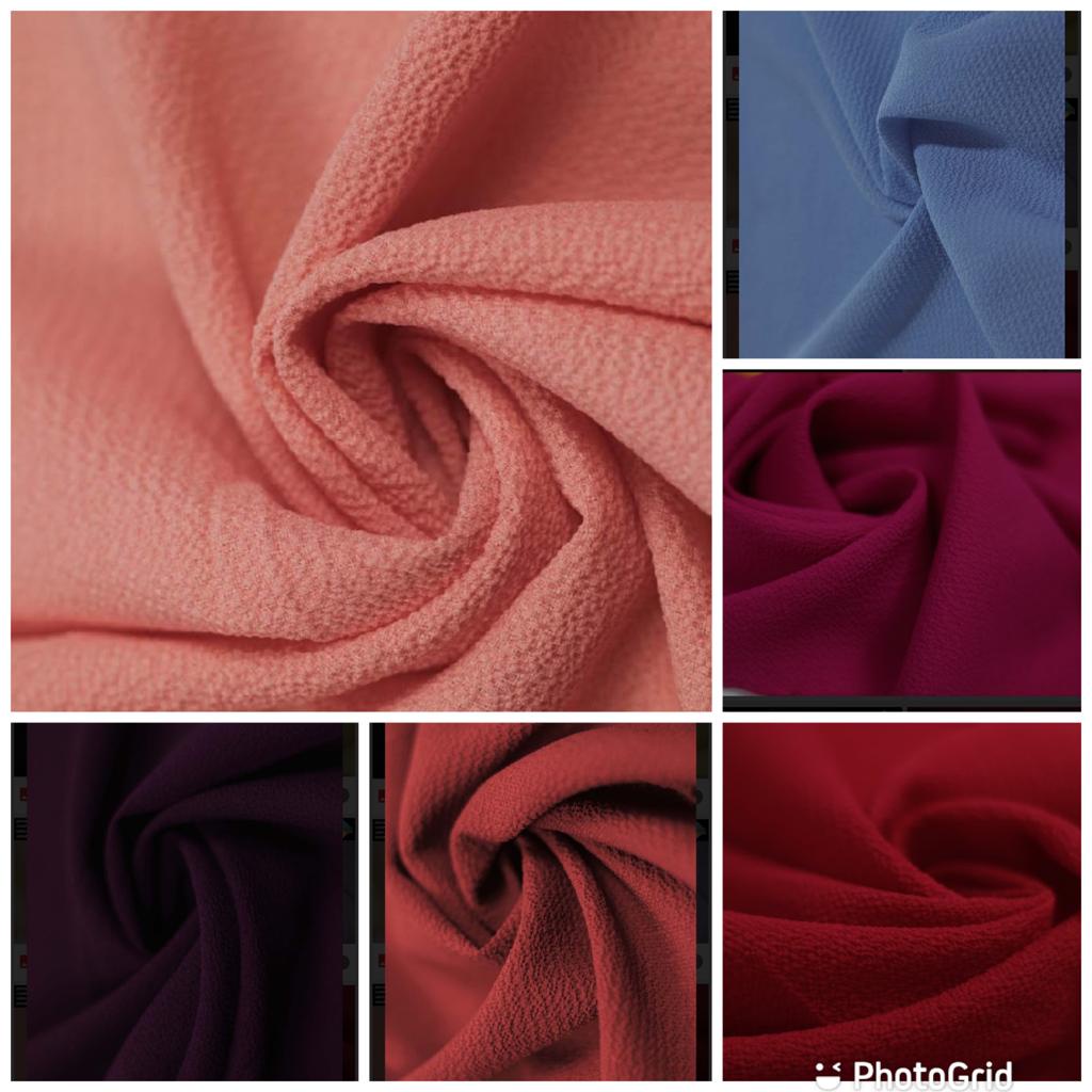 Tecido crepe bubble romain liso - 1mt x 1.50mt - 96% pliester 4% ...