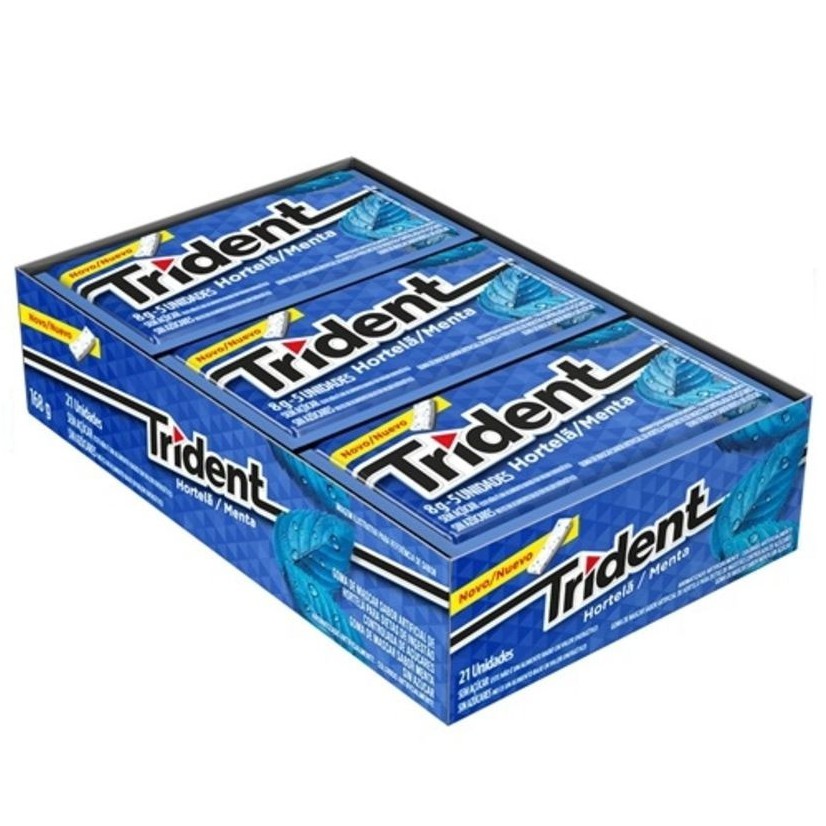 Chiclete Trident cx 21 unidades Hortelã | Shopee Brasil