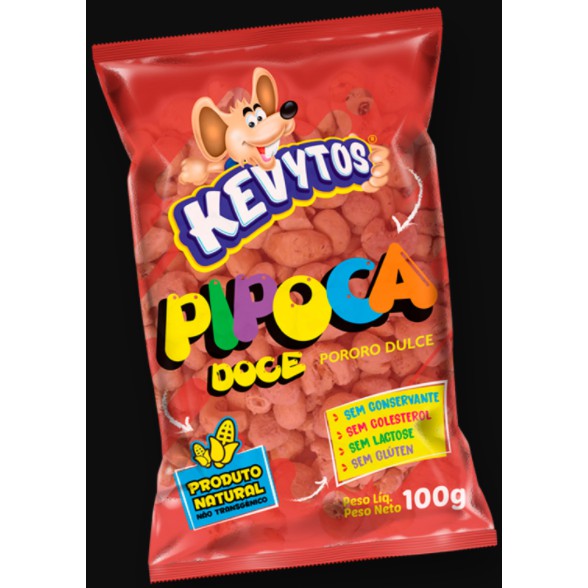 Pipoca Doce 100g c/10 Pacotes Kevytos Ratinho Lanche Merenda Cinema ...