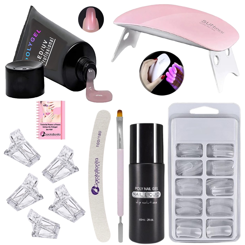 Kit Poligel Polygel Unha Presilha Acrilica Extensao Basico | Shopee Brasil