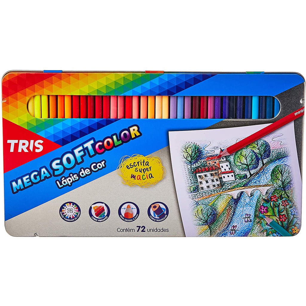 LÁPIS DE COR TRIS MEGA SOFT COLOR 72 CORES | Shopee Brasil