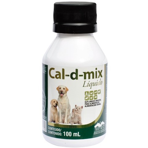 Cal-d-mix Pet Líquido 100mL - Suplemento Mineral Vitamínico P/ Cães e ...