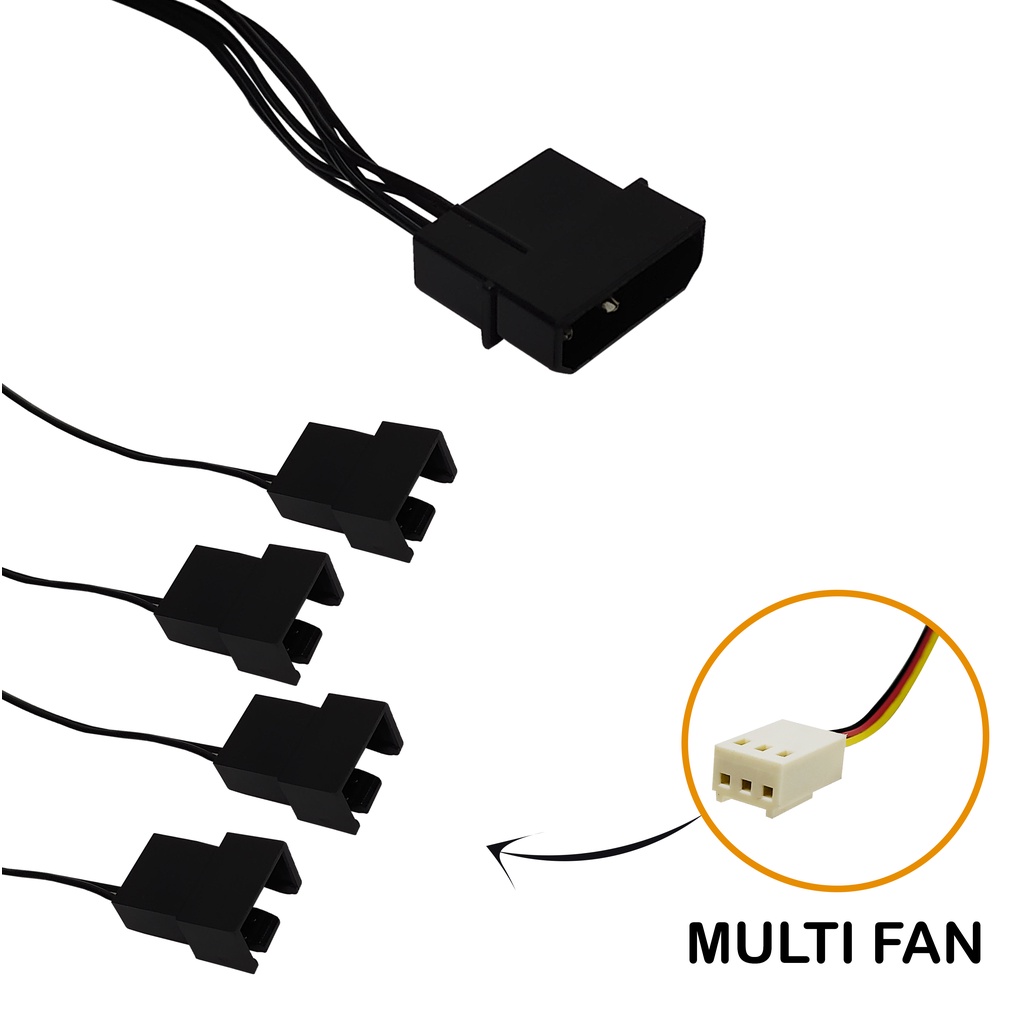Cabo Adaptador Multi Fan Conector Molex Para 4 Cooler Fan 3 E 4 Pinos ...