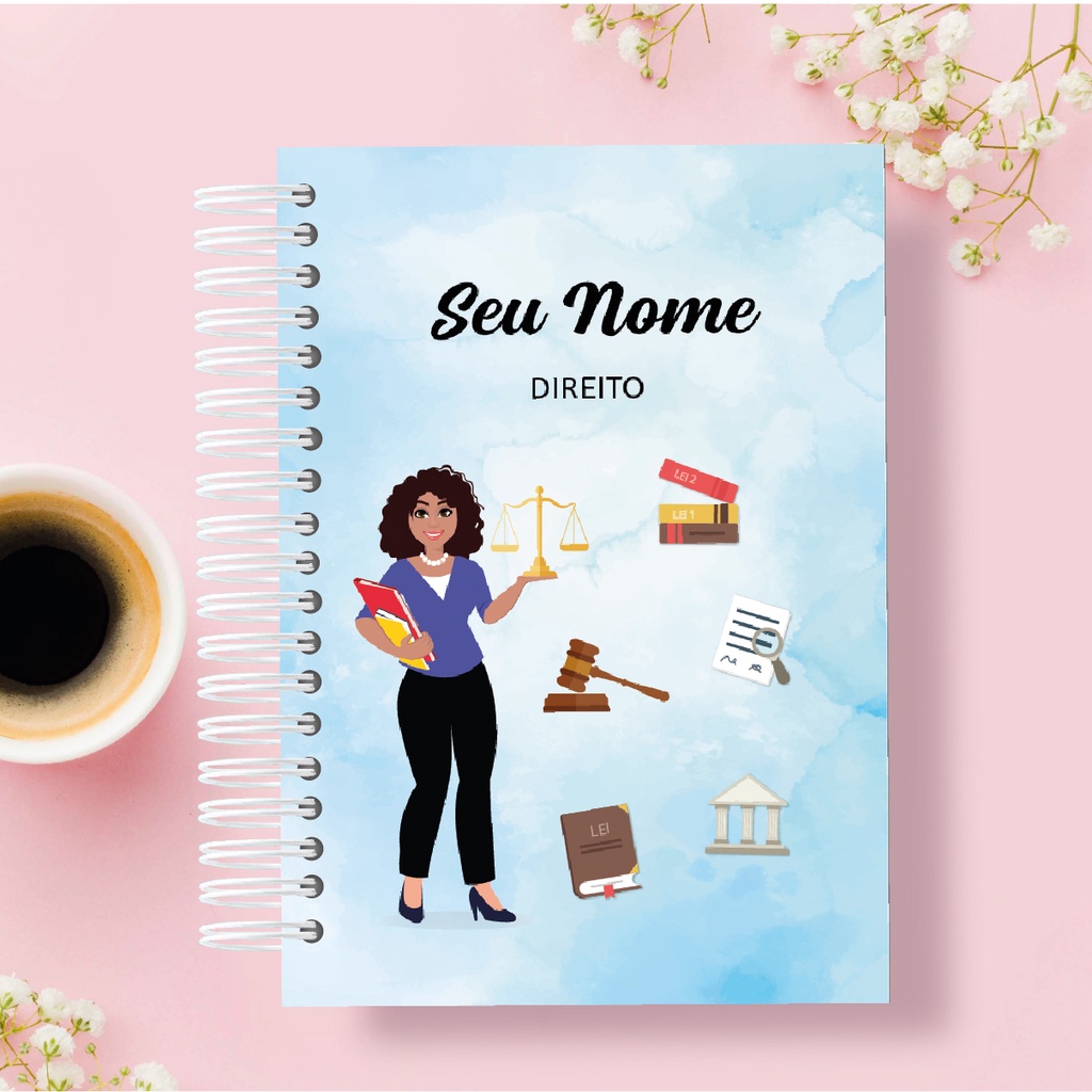 Caderno Direito Advogada A5 personalizado com seu nome - 2 opções ...