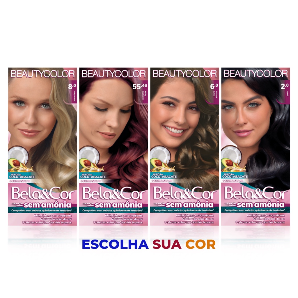 Coloração Bela&cor Sem Amônia Tonalizante Todas As Cores | Shopee Brasil