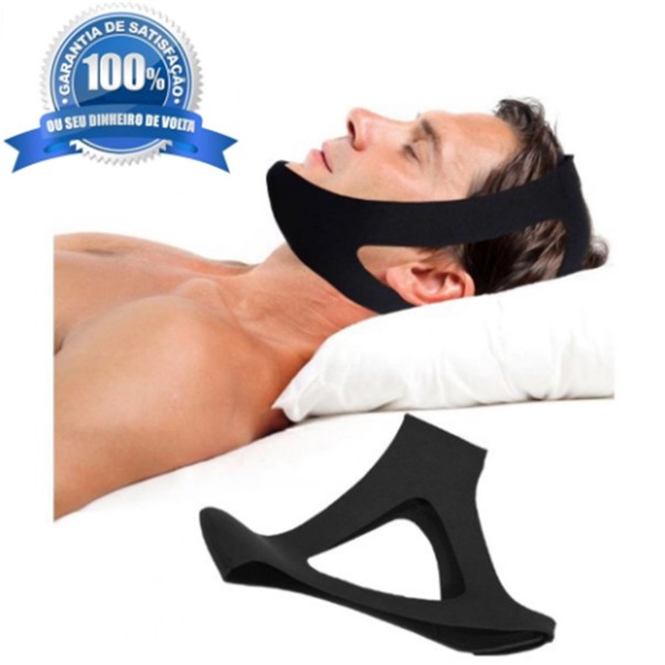 Faixa De Cabeça Anti Ronco Preta Ajustável Queixo Dormir Apneia Sono ...