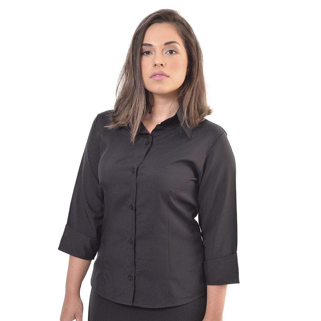 Camisa Feminina Manga 3 4 Social Para Uniformes Shopee Brasil