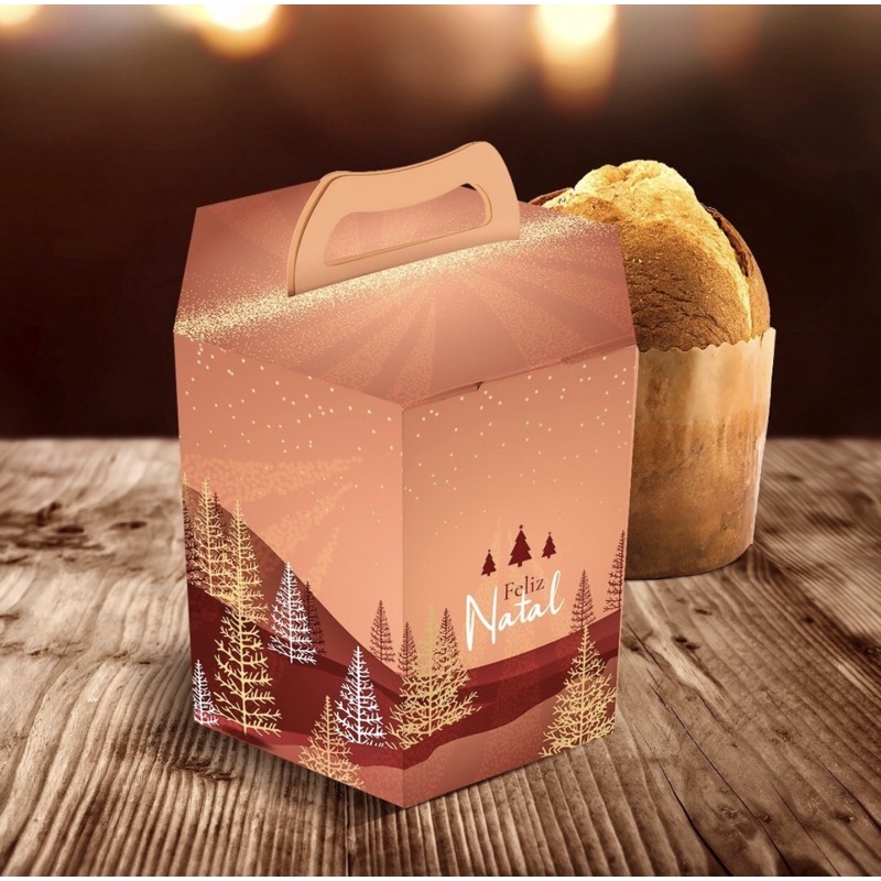 10 Caixas Para Panetone Chocotone Sextavada 500g Natal 2023 Shopee Brasil