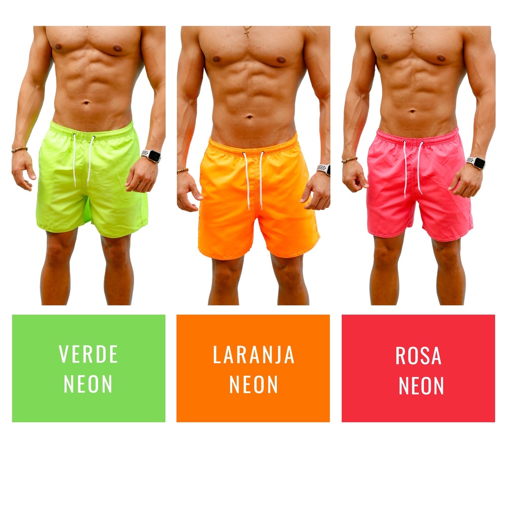 Kit 3x Shorts Mauricinho Tactel Liso 2C | Shopee Brasil