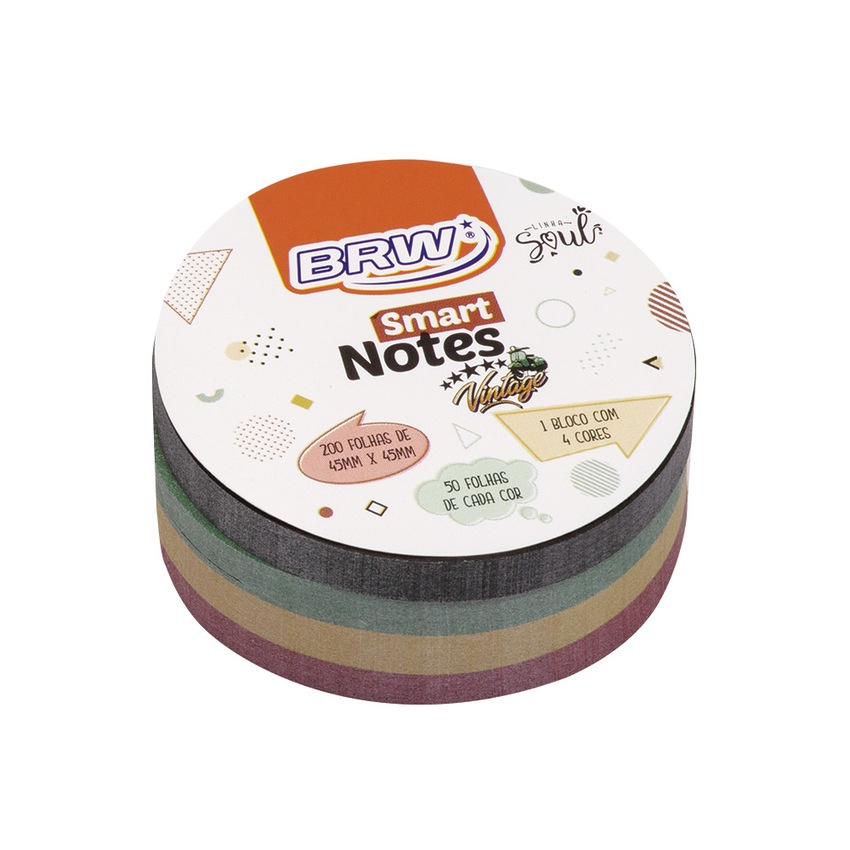 Bloco Smart Notes Redondo Vintage 45x45mm - 200fls | Shopee Brasil