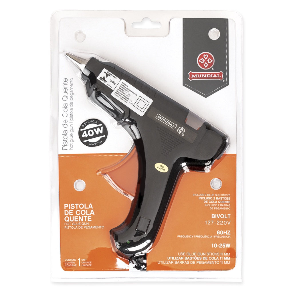 Pistola de Cola Quente 11mm Grande 40W Bivolt Profissional Preta ...