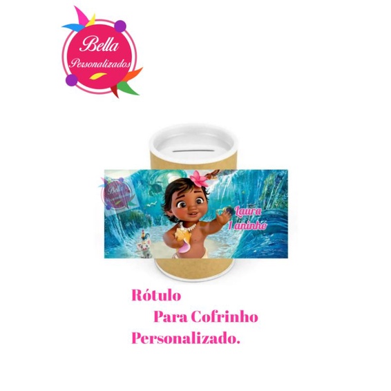 Rótulo para Cofrinho Personalizado tema: Moana. | Shopee Brasil