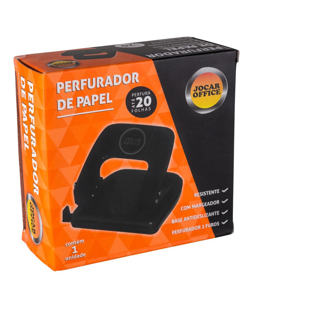 Furador Perfurador Papel 2 Furos C/ Margeador Para até 20 folhas ...