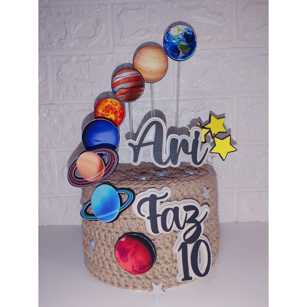 Kit Topper Topo de Bolo Planetas Sistema Solar Personalizado | Shopee ...