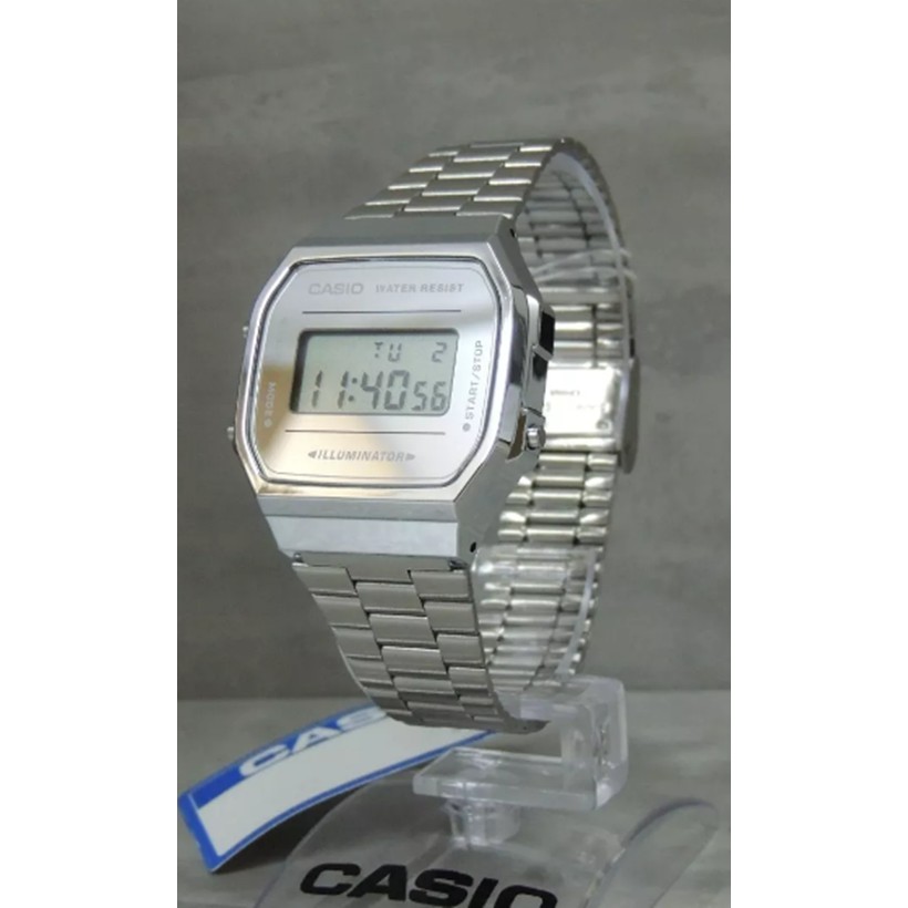 relogio original Casio WR brilhante Prata Fundo Prata + certificado ...