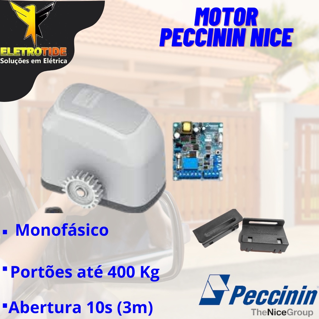 Kit Motor de Portão Eletrônico Deslizante Peccinin Fast Gatter 1/4 Hp ...