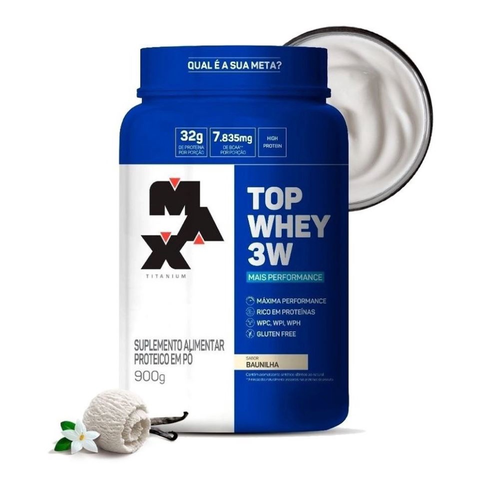 Suplemento Top Whey 3w Max Titanium Mais Performance 900g | Shopee Brasil