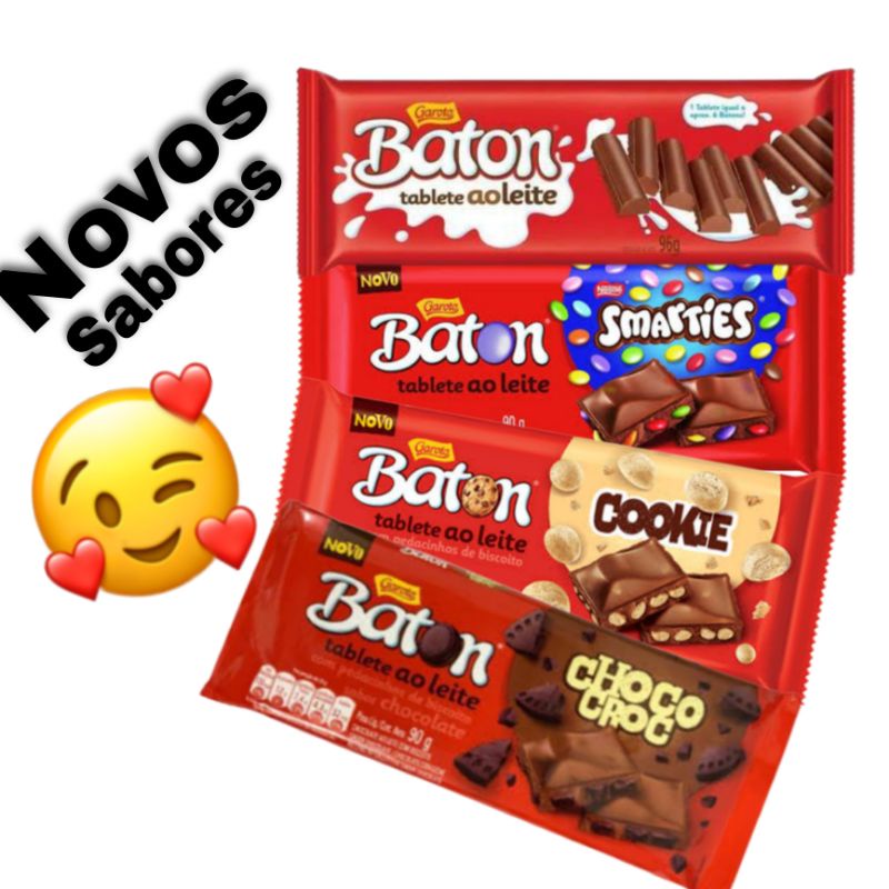 Barra Chocolate Baton novos sabores 90g ( ESCOLHA SEU SABOR) | Shopee ...