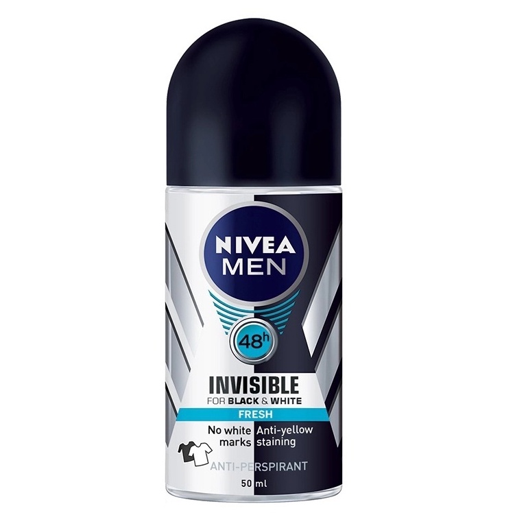 Desodorante Roll On Nivea Men Invisible Black & White Fresh 50ml | Shopee Brasil