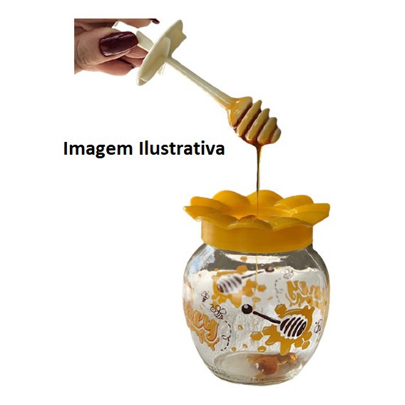 Meleira Porta Mel Pote Vidro com Tampa Pegador Plástico 370ml | Shopee ...