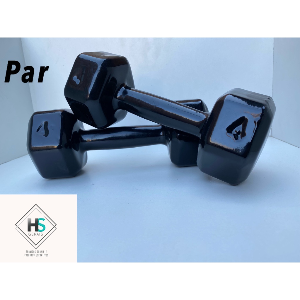 Par de Halter Sextavado 4kg Emborrachado- peso de academia 4 kg- 2 unid | Shopee Brasil