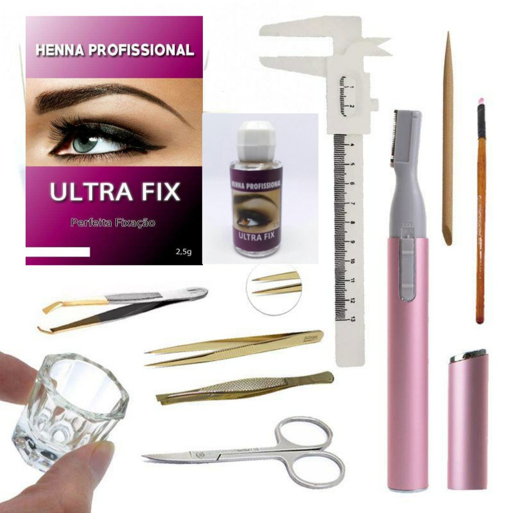 Kit Design De Sobrancelha C/ Henna Ultra Fix Completo Profissional | Shopee Brasil