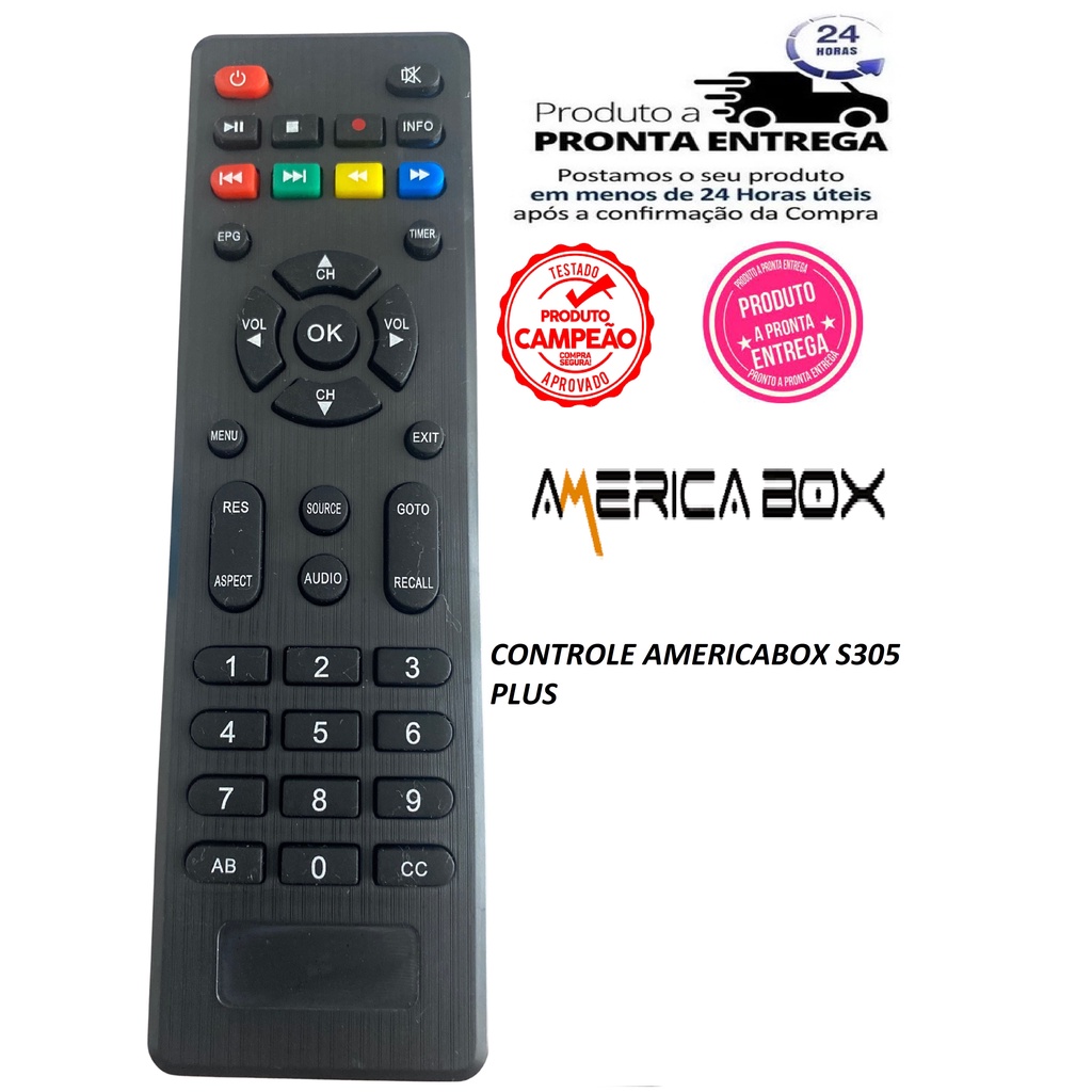 Controle remoto Americabox S 305 + plus pronta entrega | Shopee Brasil