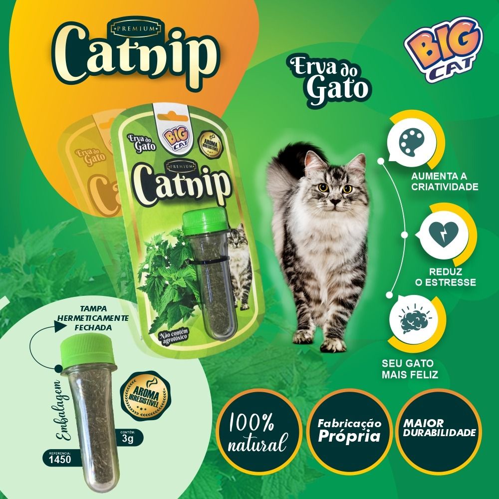 Erva Do Gato CatNip 100% Natural Atrativo BIGCAT Capsula Catnip Sache ...