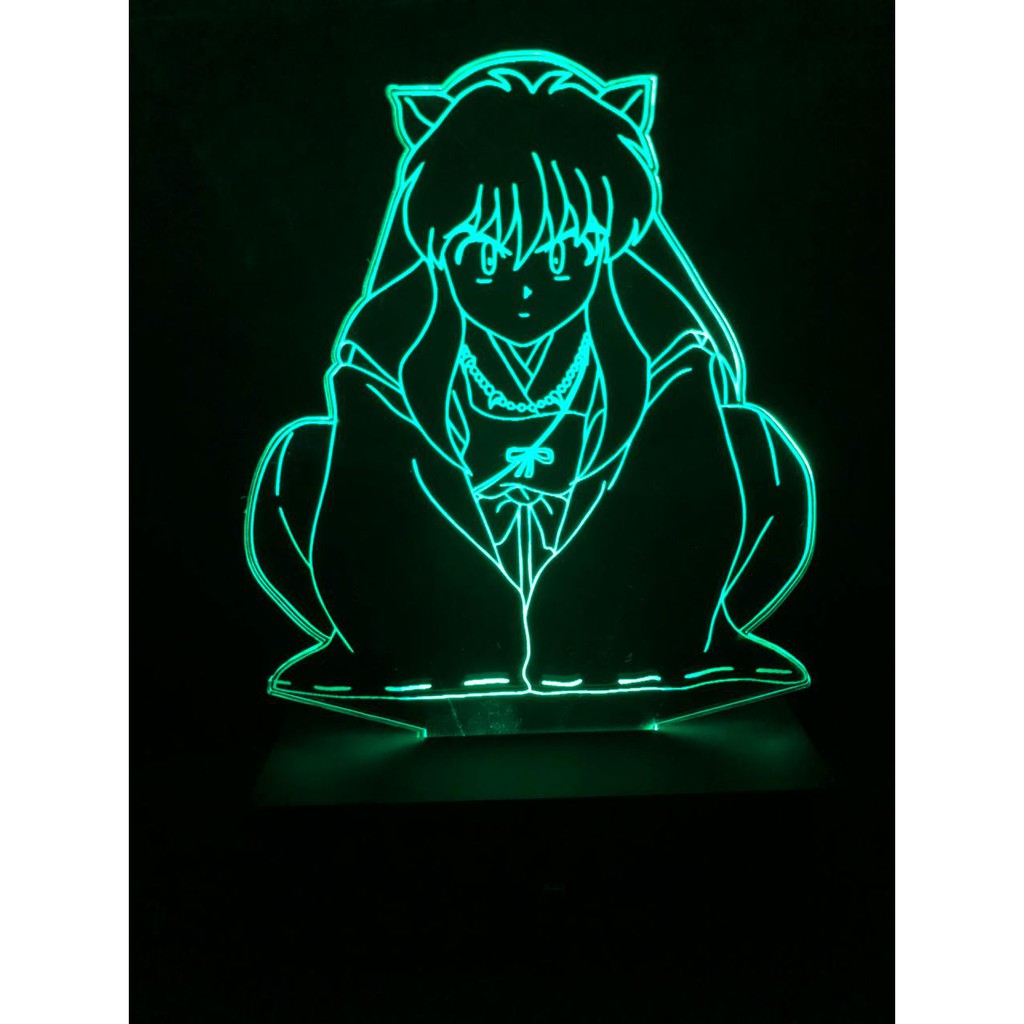 Luminária Led 3D, InuYasha, Kagome, Série, 16 cores, Anime, Geek, Nerd ...