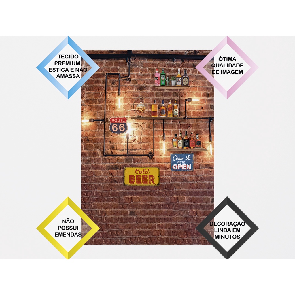 Painel De Festa 3d Vertical - Boteco Bar Chique Clean - 1,50 x 2,20 ...