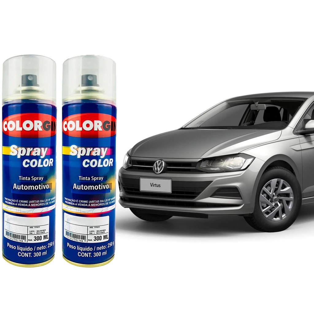 Tinta Spray Automotiva Prata Tungstenio VW 300ml + Spray Verniz 300ml ...