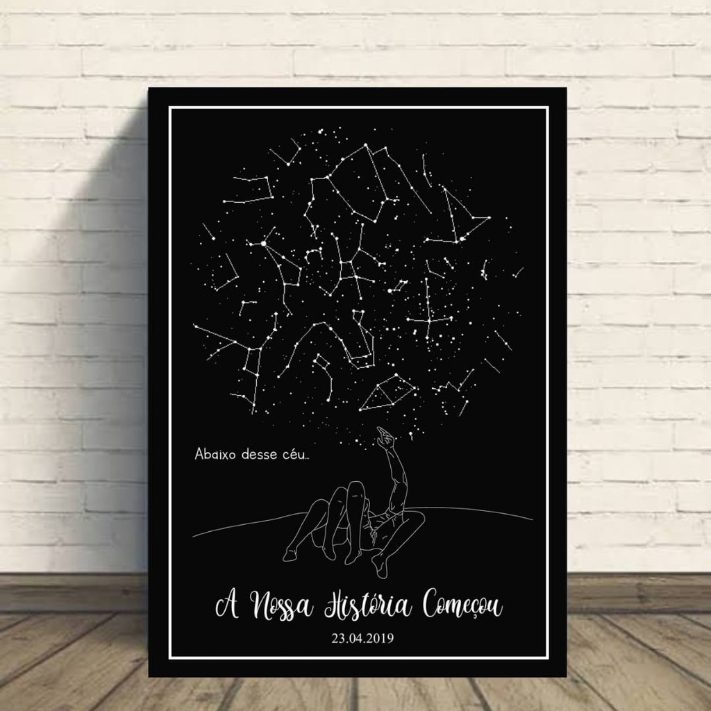 Quadro Placa A4 Mapa Estelar Personalizado Constelação - Como Estava o ...