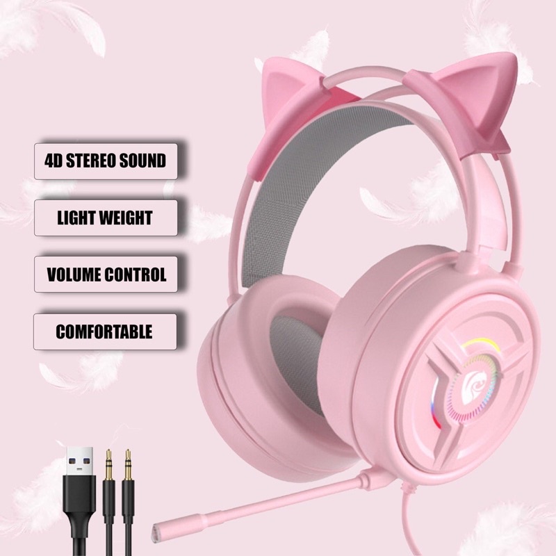 Fone de ouvido gatinho headphones cat game headset gamer jogos fone de ...
