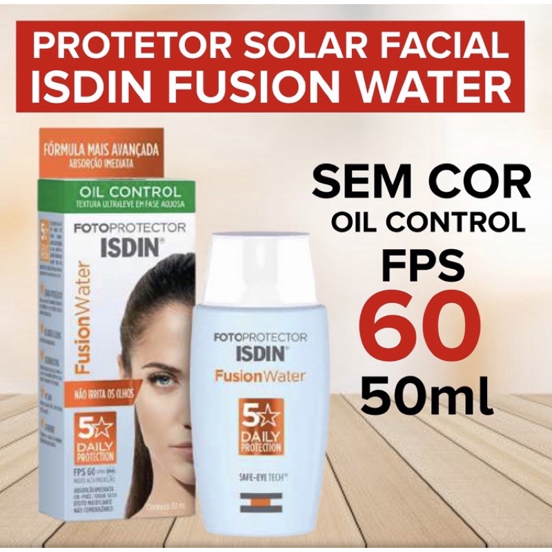 Protetor Solar Facial Isdin - Fotoprotetor Fusion Water 5 Stars FPS60 - 50ml | Shopee Brasil