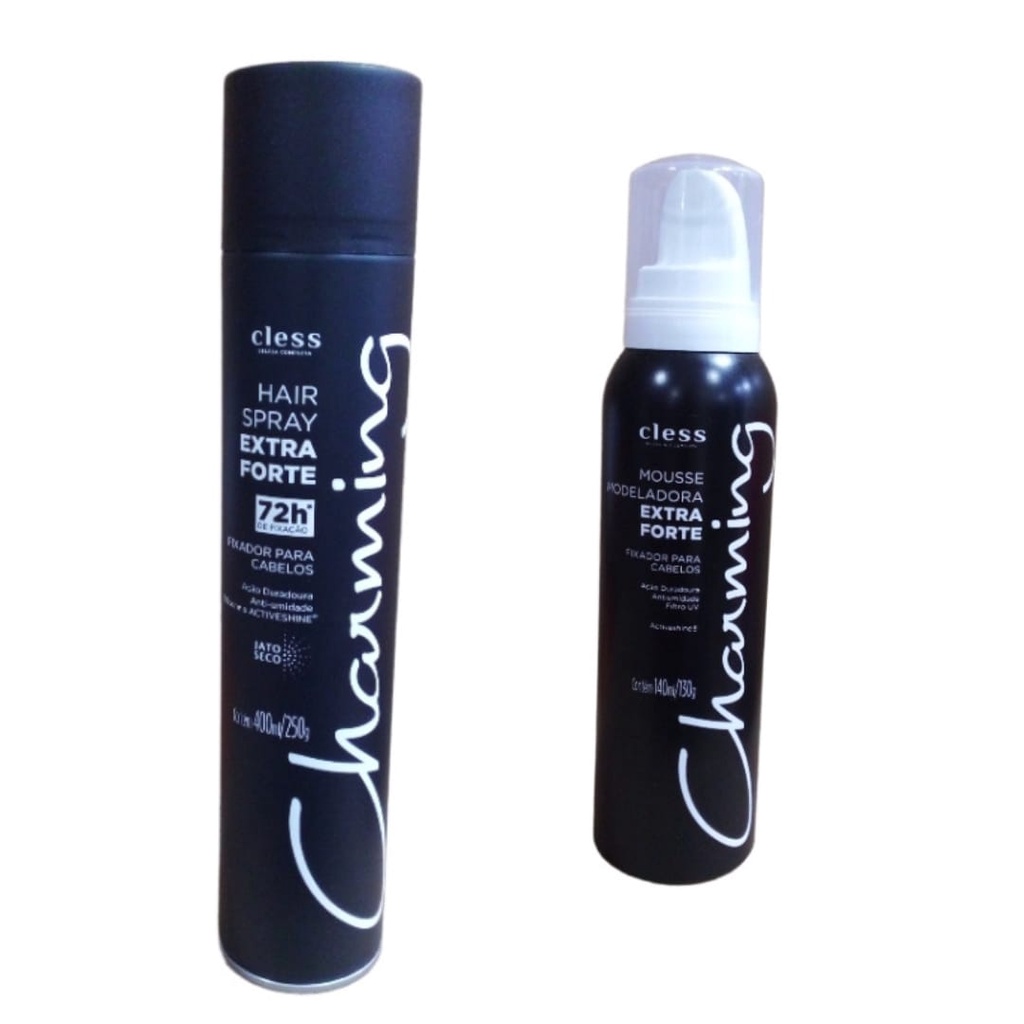 Kit Fixador Charming Hair Spray 400ml+ Charming Mousse 140ml | Shopee ...