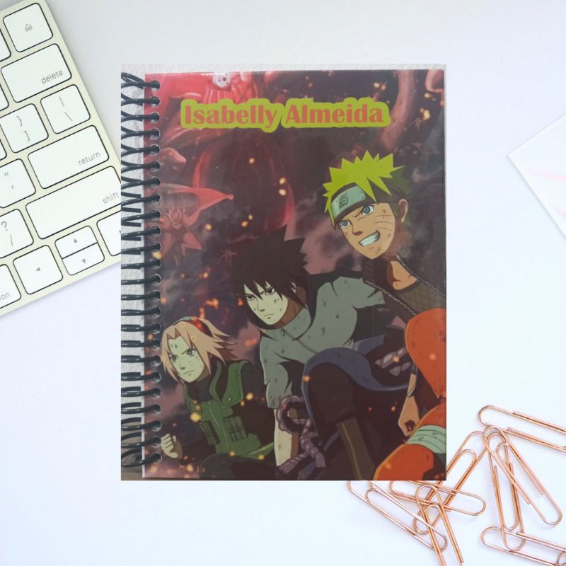 Caderno naruto A5 ( ou qualquer tema) 80 folhas pautadas, capa dura ...