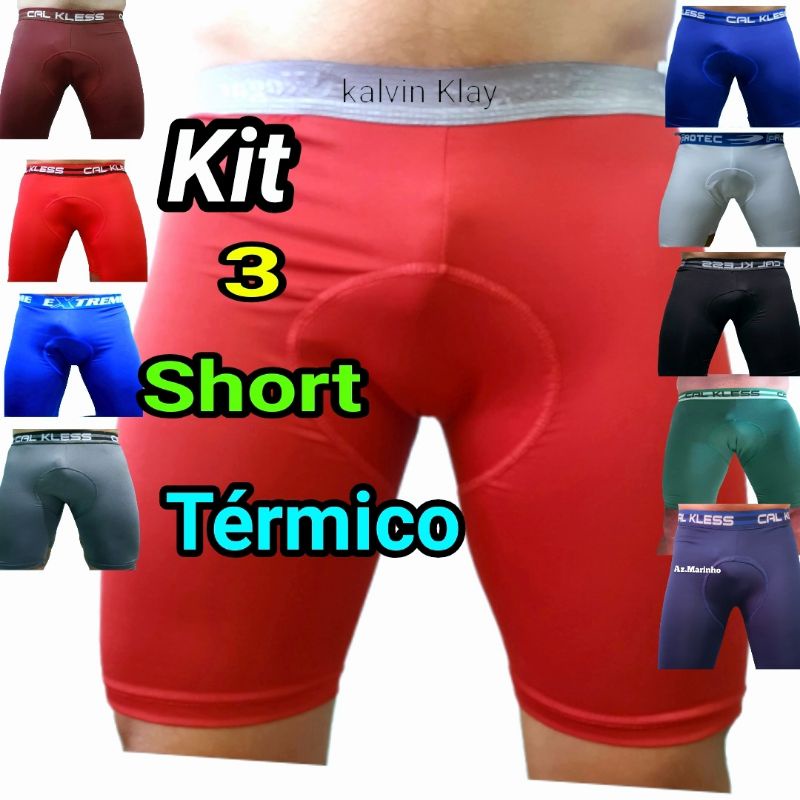 Kit 3 Short Térmico Masculino Bermuda Térmica Básica 2å Pele | Shopee ...
