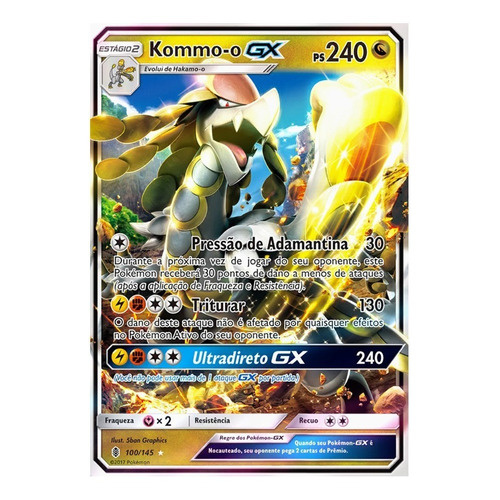 Carta Pokémon Kommo-o Gx 100/145 Guardiões Ascendentes | Shopee Brasil