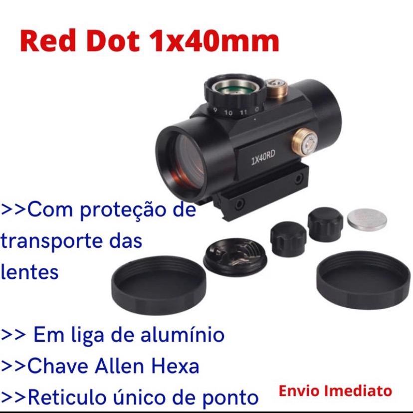 Red Dot 1x40rd iris visão optica red dot scope telescopio 11mm 20mm ...