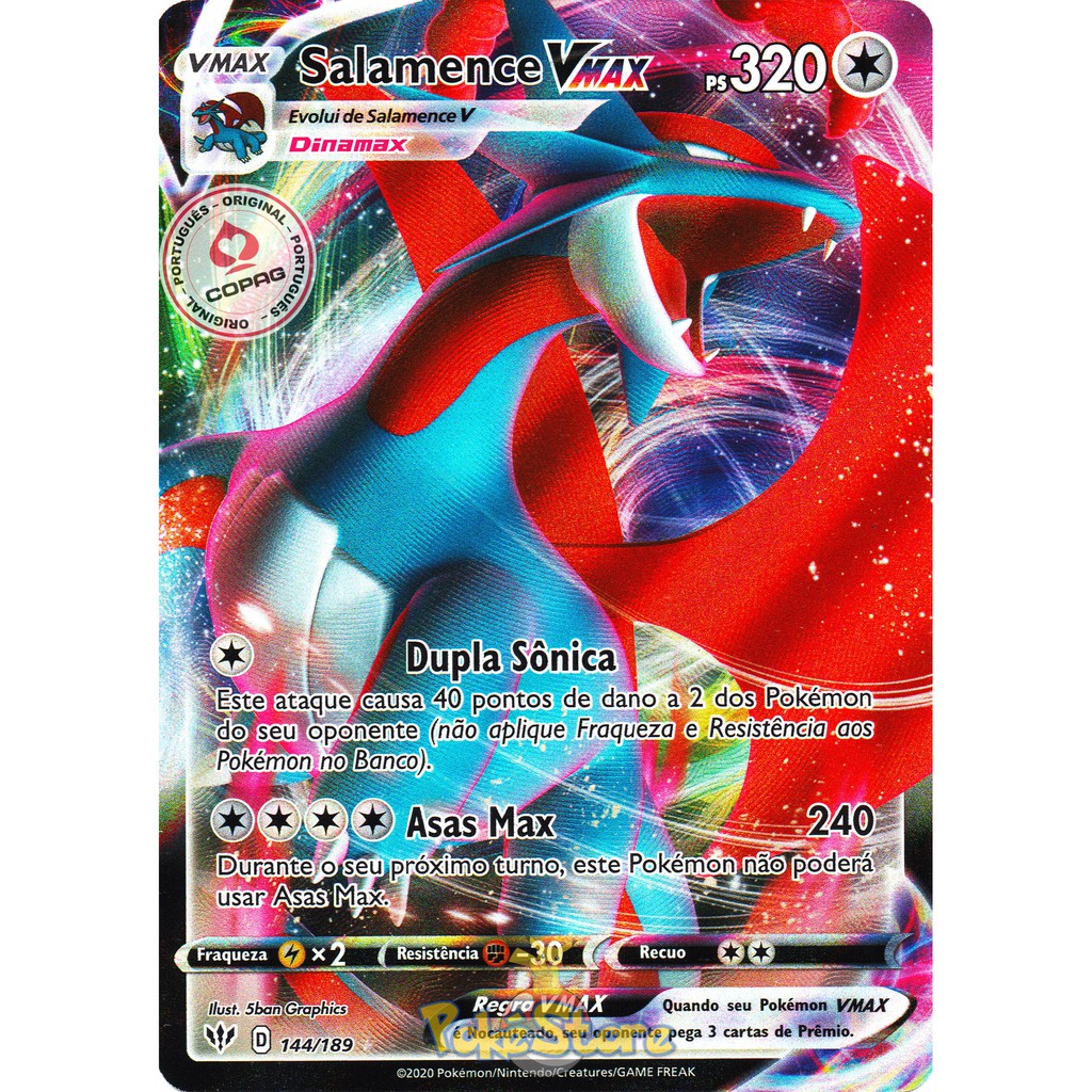 Carta Pokemon Salamence VMAX Português Card Original Copag | Shopee Brasil
