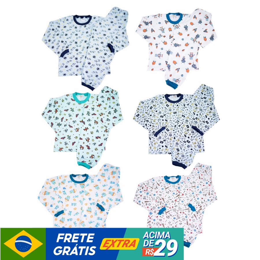 2 Pijamas Infantil Menino manga longa 100% Algodâo | Shopee Brasil