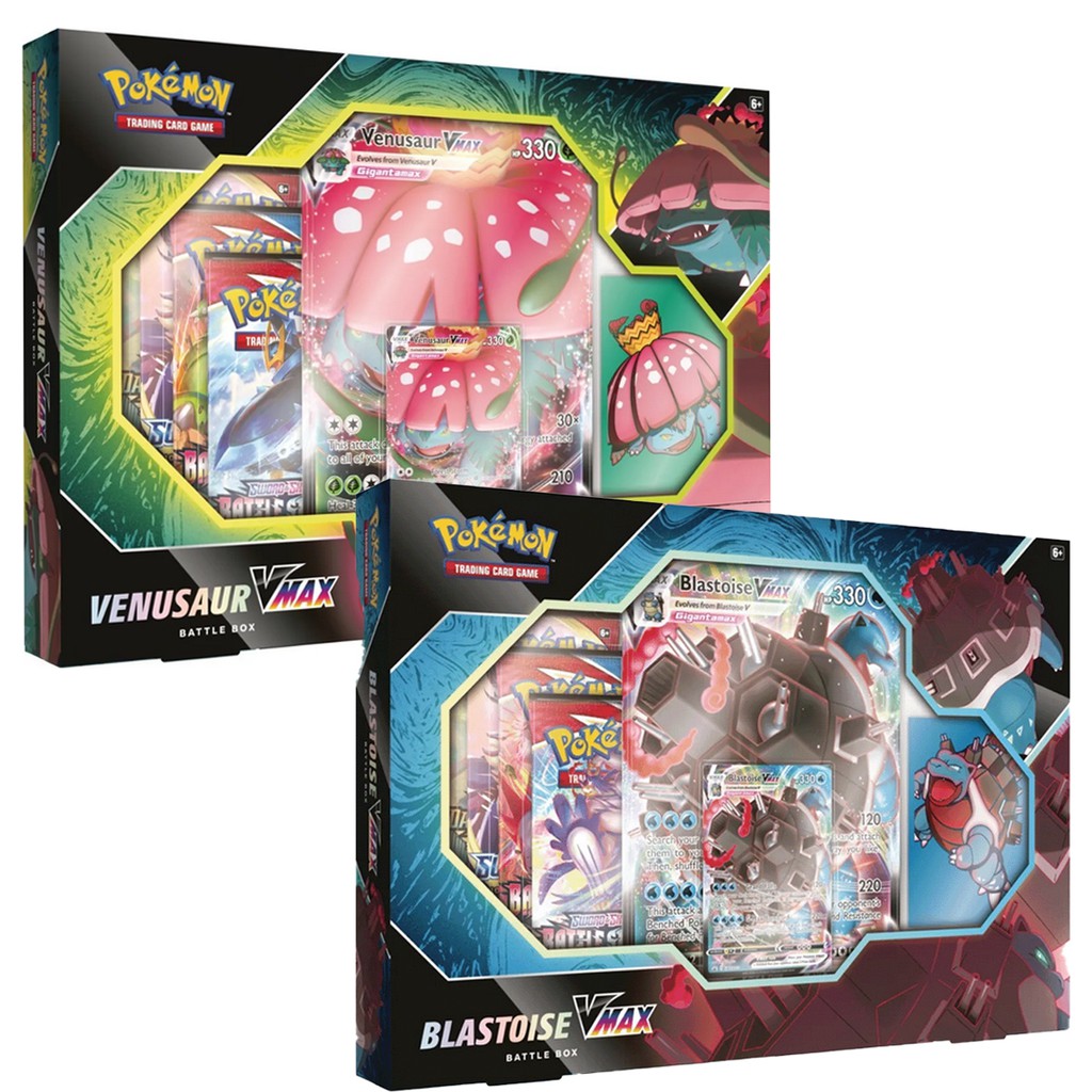 KIt Pokemon Coleção Box De Batalha Blastoise Vmax + Venusaur Vmax ...